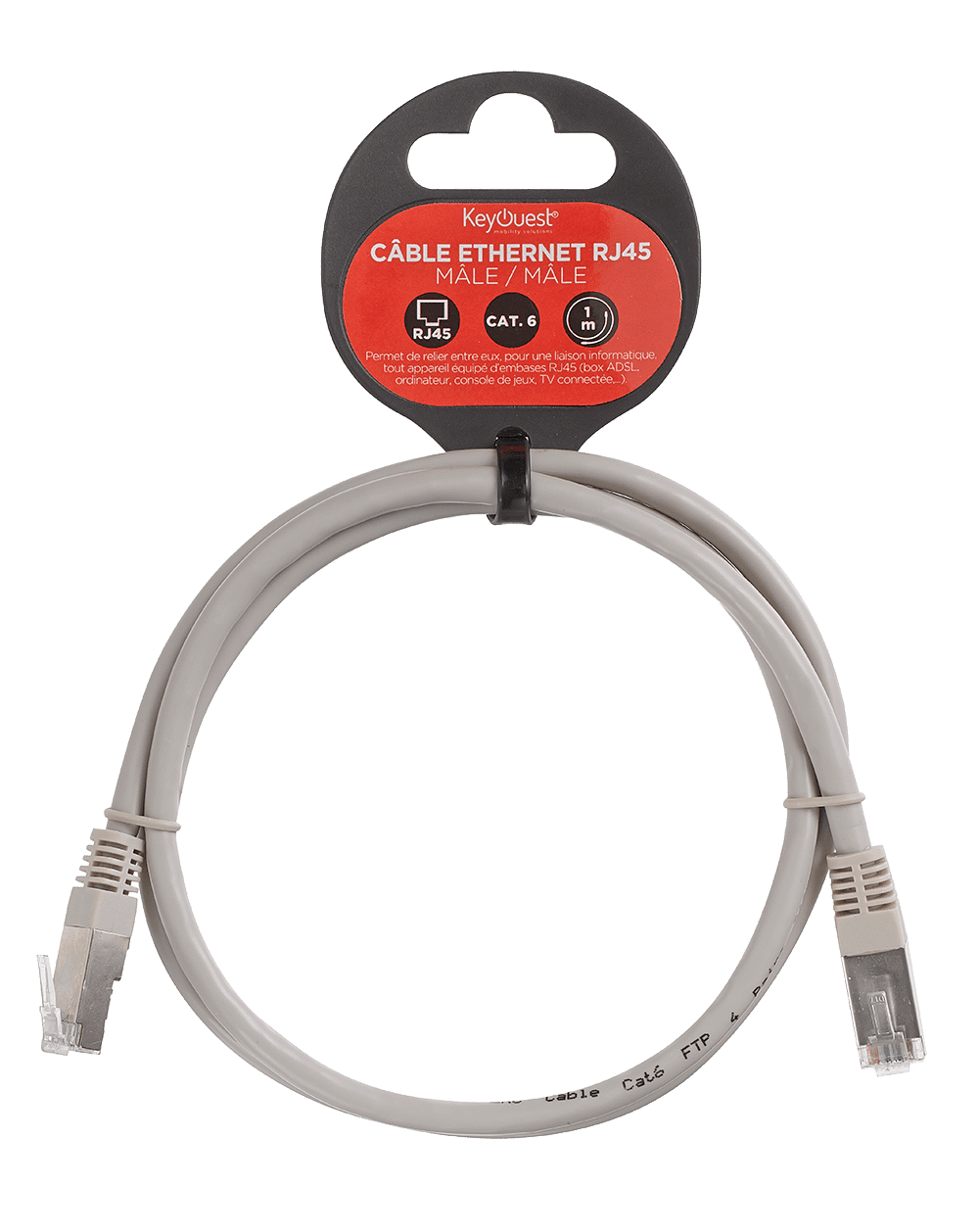 Câble RJ45 – 1m gris - KeyOuest