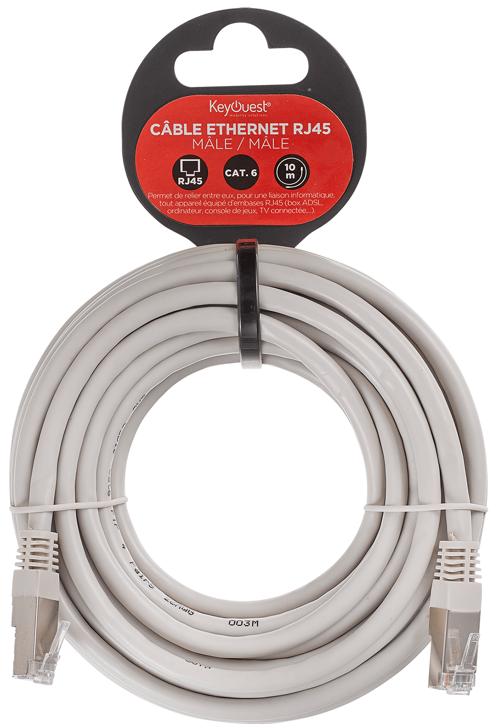 Câble RJ45 – 10m gris - KeyOuest