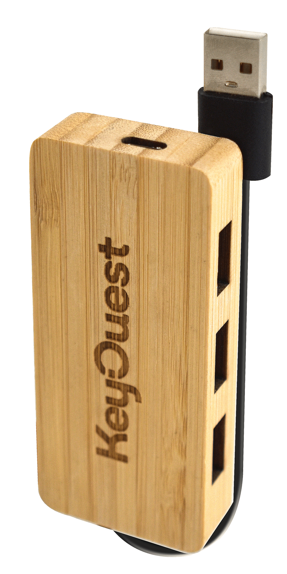 Hub en bambou 4 ports – 3 ports USB 2.0 1 port USB-C - KeyOuest